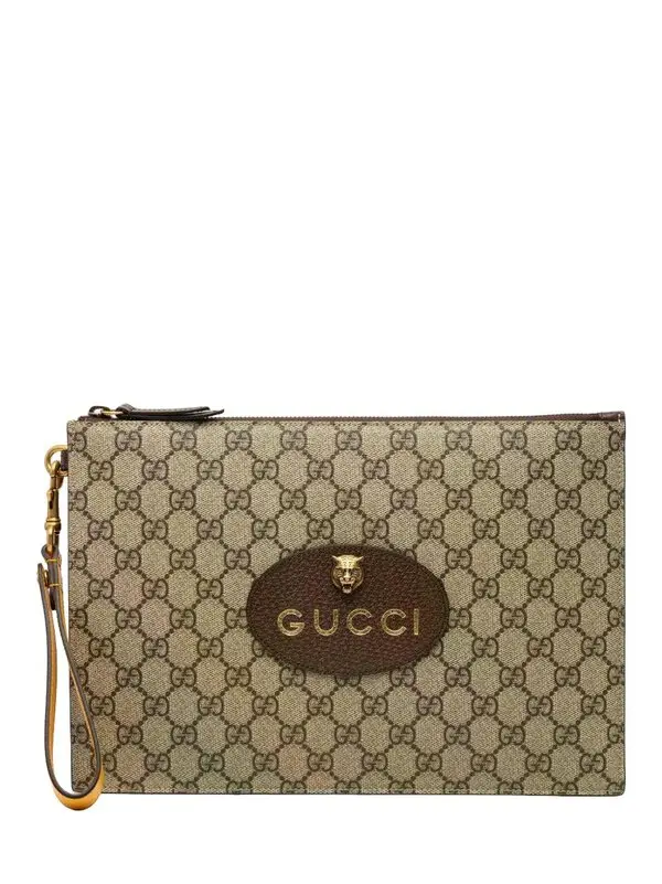 Gucci Gg Supreme Neo Vintage Clutch - Brown