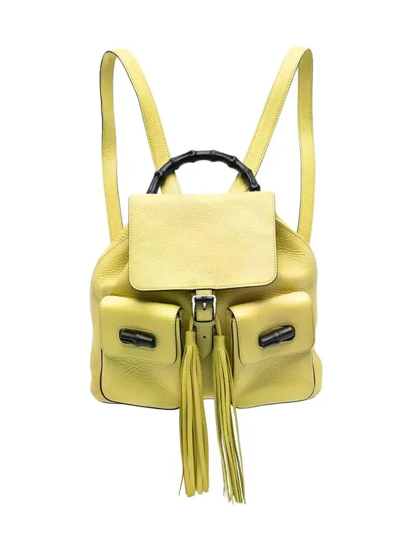 Gucci Leather Bamboo Tassel Backpack - Yellow