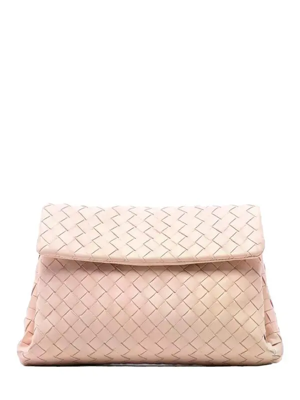 Bottega Veneta Nappa Intrecciato Flap Clutch Bag - Pink