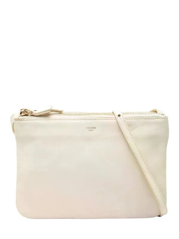 Celine 2012 Small Lambskin Trio Crossbody Bag - White