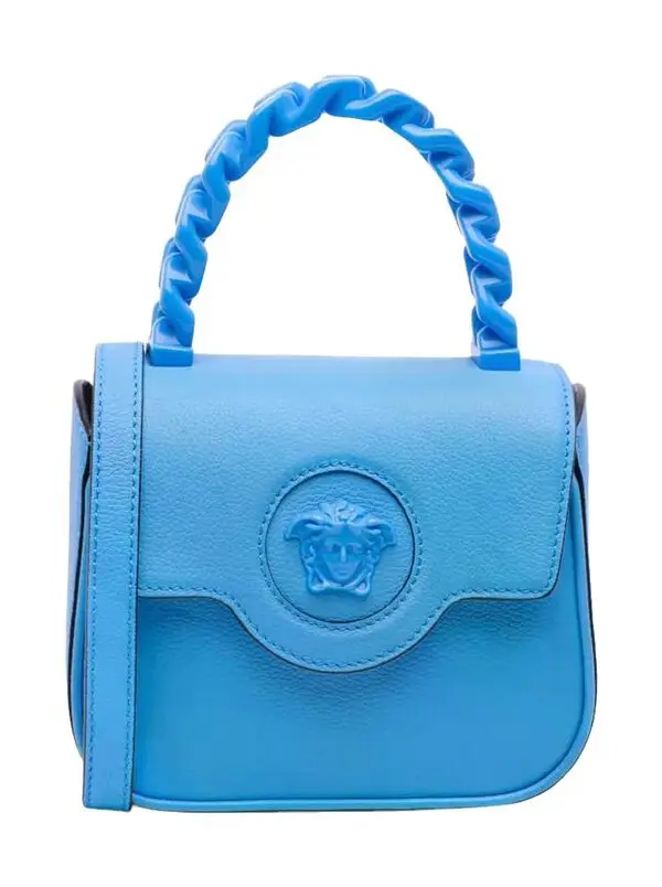 Versace La Medusa Mini Leather Satchel - Blue
