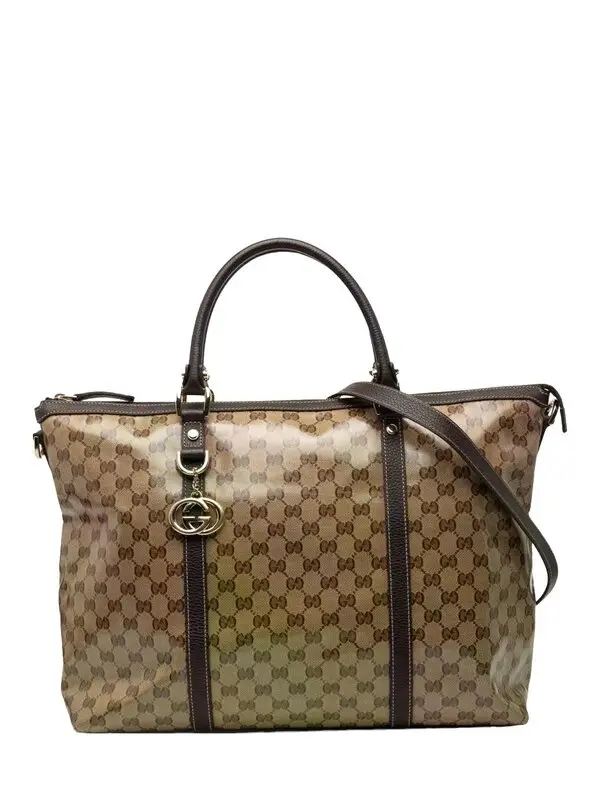 Gucci Gg Crystal Charm Satchel - Brown