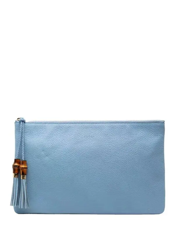 Gucci 2000-2015 Calfskin Bamboo Tassel Clutch - Blue