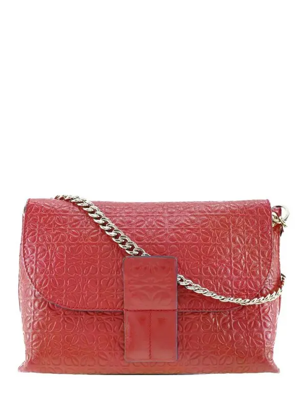 Loewe Leather Repeat Anagram Avenue Crossbody Bag - Red