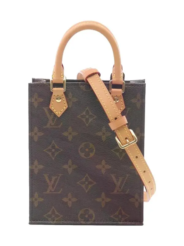 LOUIS VUITTON Monogram Petit Sac Plat Satchel - Brown