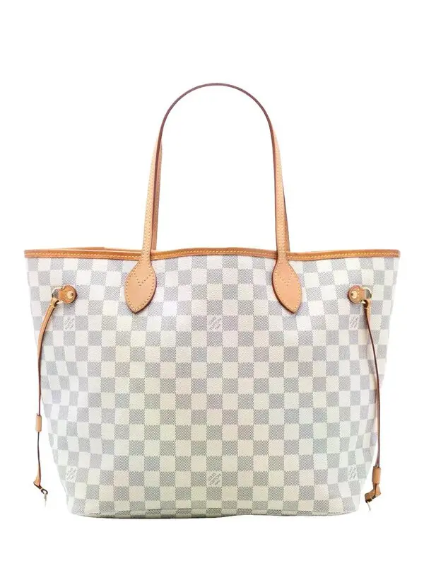 LOUIS VUITTON 2015 Damier Azur Neverfull Mm Tote Bag - White
