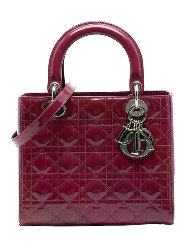 Dior 2012 Medium Patent Cannage Lady Satchel - Pink