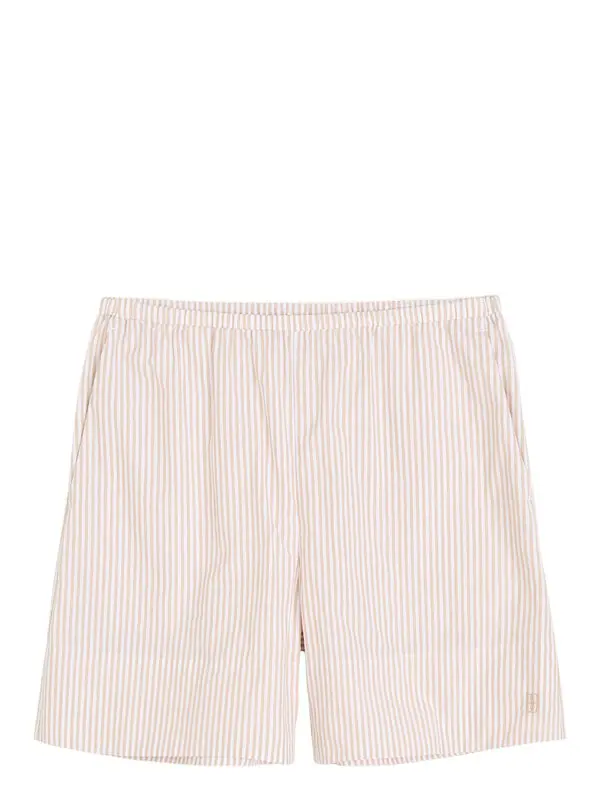 BY MALENE BIRGER Siona Organic Cotton Shorts - Dark Sand Stripe