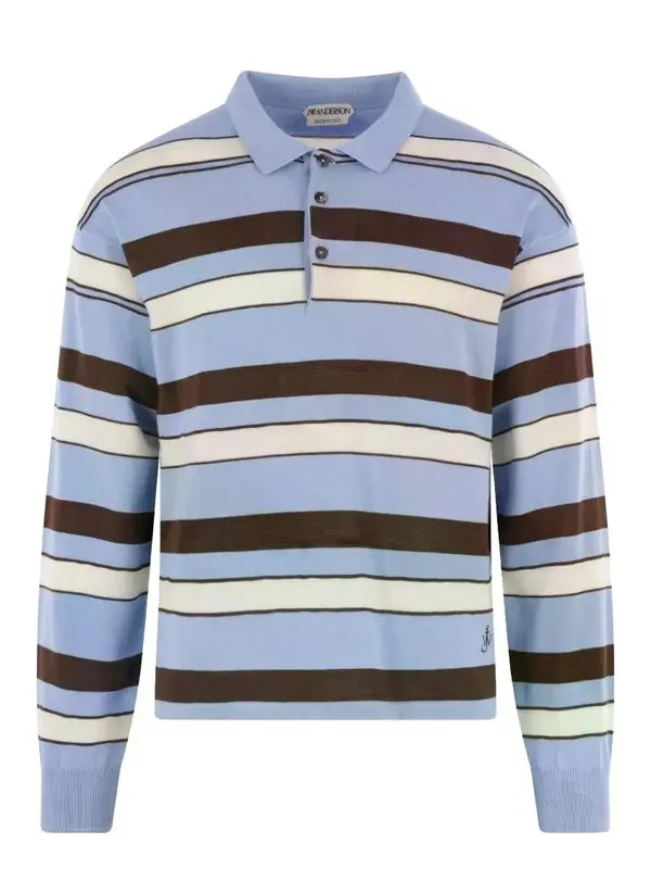 JW Anderson Striped Buttoned Polo Shirt - Blue