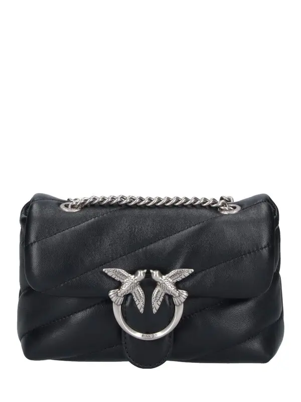 Pinko Micro Leather Bag With Padded Design - Black