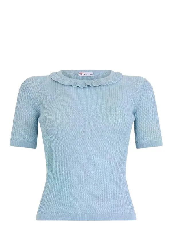 Valentino Garavani Ruffled-neck Sweater - Blue