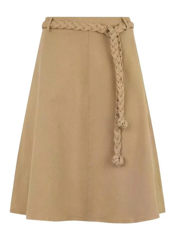 Valentino Garavani A-line Skirt With Braided Belt - Neutrals