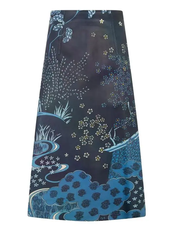 Valentino Garavani Floral-print Skirt - Blue