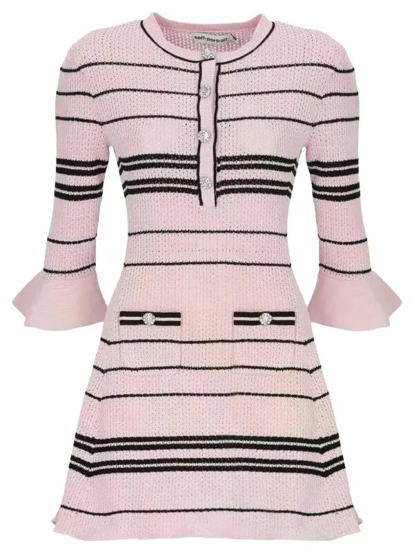 SELF-PORTRAIT Striped-pattern Dress - Pink