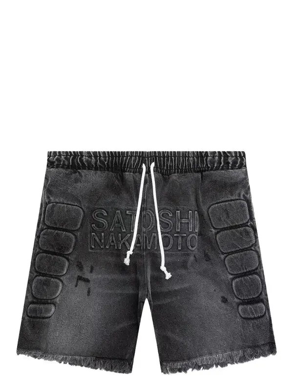 SATOSHI NAKAMOTO Frayed Denim Shorts - Grey
