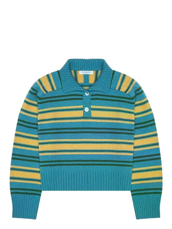 Calle Del Mar Striped Knit Polo - Blue