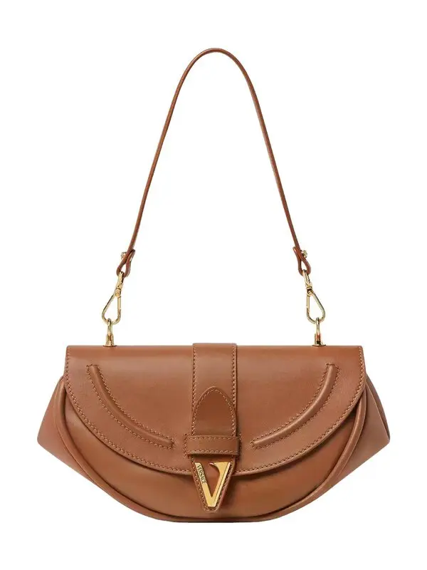 Versace Virtus Leather Shoulder Bag - Brown