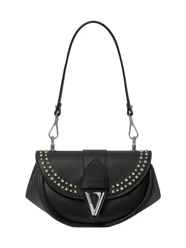 Versace Virtus Studded Shoulder Bag - Black