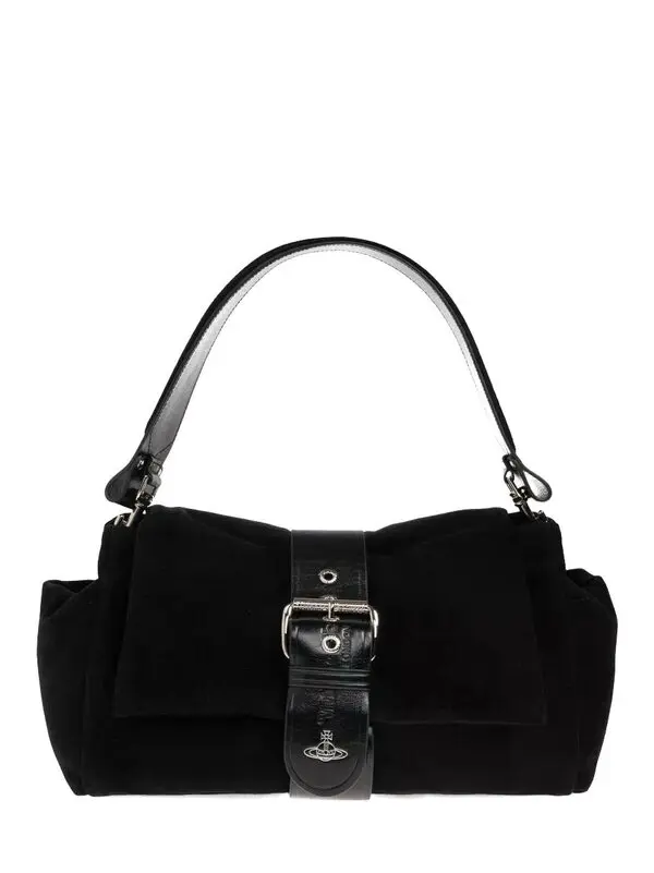 VIVIENNE WESTWOOD Leather Tote Bag With Buckle - Black