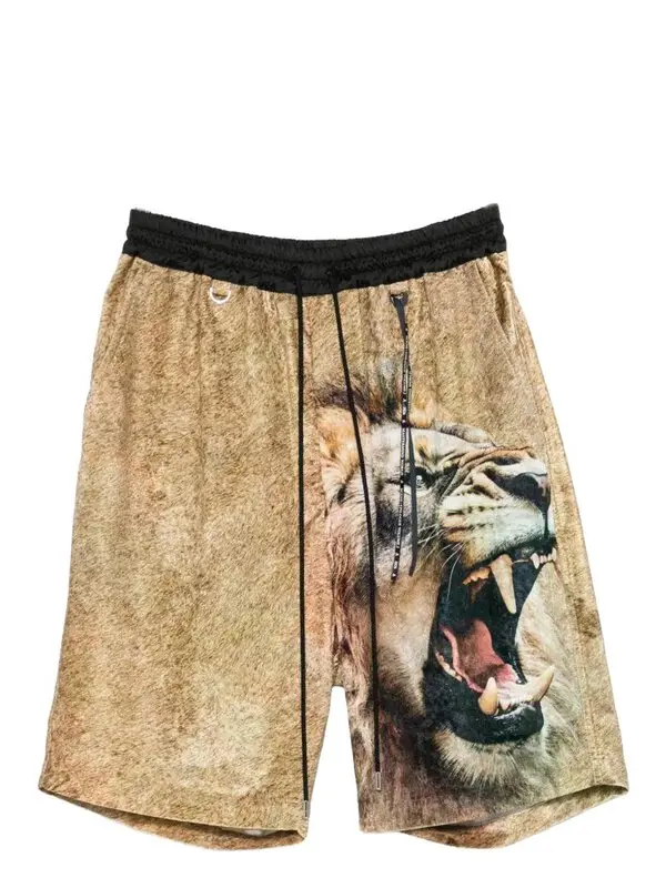 MASTERMIND WORLD Lion-print Drawstring Shorts - Neutrals