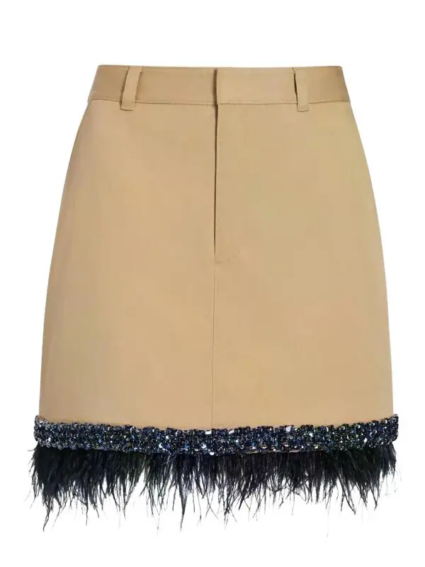 Cinq À Sept Feather-trim Mini Skirt - Neutrals