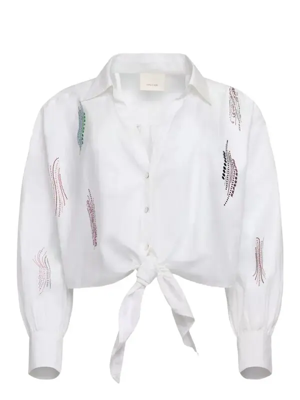 Cinq À Sept Marianna Paillette Whirl Tied Shirt - White