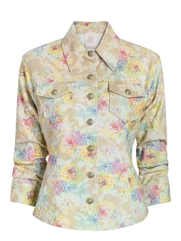Cinq À Sept Ikat Bouquet Denim Jacket - Neutrals