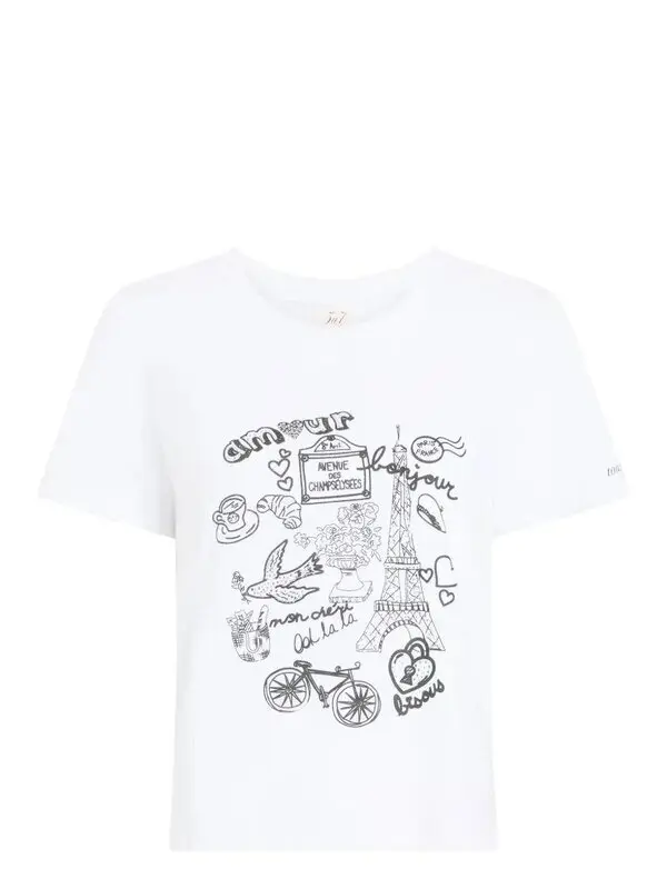 Cinq À Sept Rhinestone Doodle Shrunken T-shirt - White