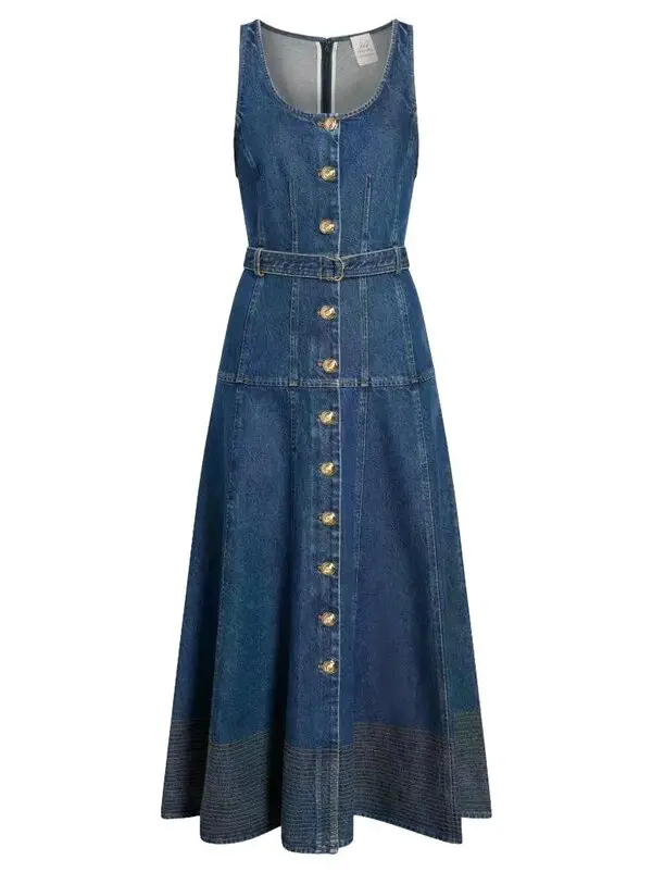 Cinq À Sept Kehlani Belted Jean Midi Dress - Blue