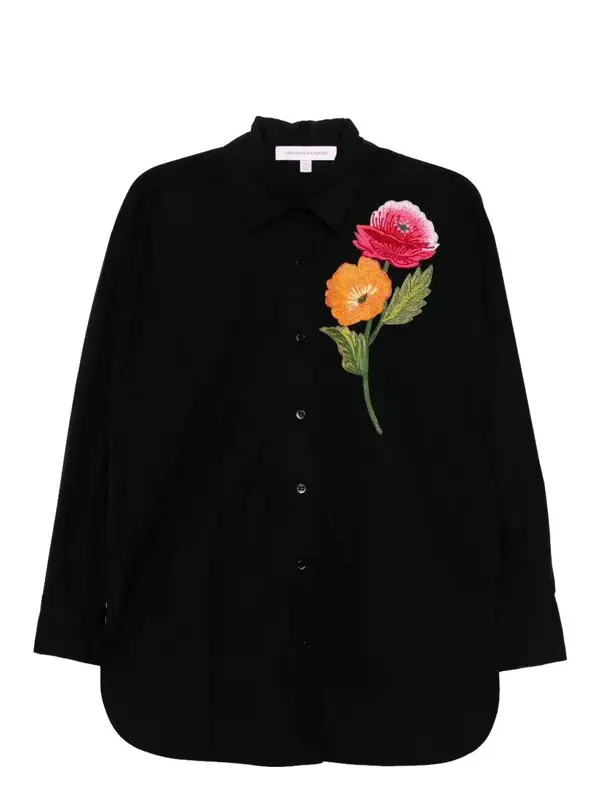 Carolina Herrera Annie Floral-embroidered Shirt - Black
