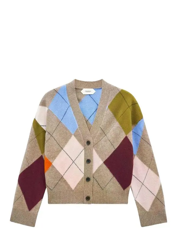 Pringle Of Scotland Argyle-pattern Lambswool Cardigan - Neutrals