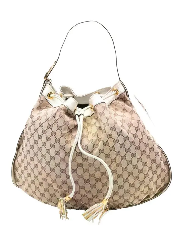 Gucci Gg Canvas Interlocking Icon Drawstring Hobo Shoulder Bag - Brown
