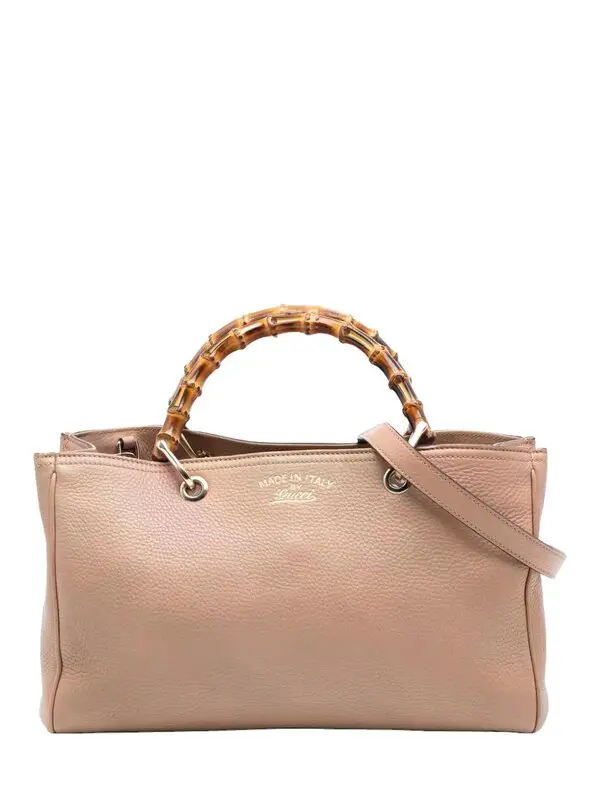 Gucci Medium Calfskin Bamboo Shopper Satchel - Brown