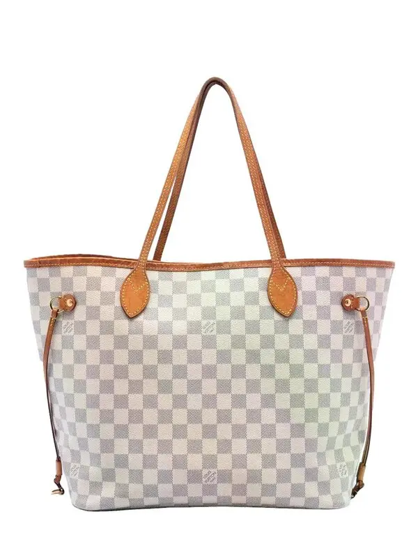 LOUIS VUITTON Damier Azur Neverfull Mm Tote Bag - White