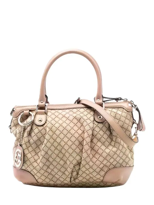 Gucci Diamante Canvas Sukey Satchel - Brown