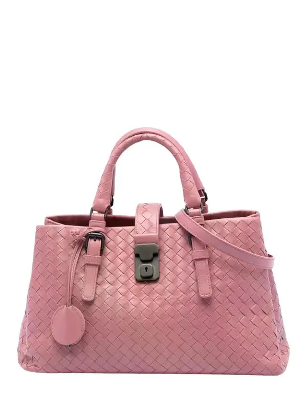 Bottega Veneta Small Nappa Intrecciato Roma Satchel - Pink