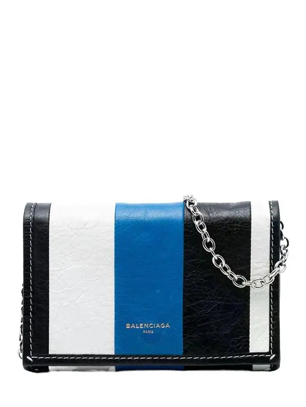 Balenciaga 2018 Lambskin Bazar Crossbody Bag - Blue