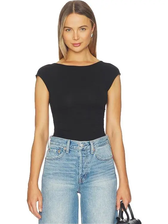 Good American Super Stretch Open Back Bodysuit - Black