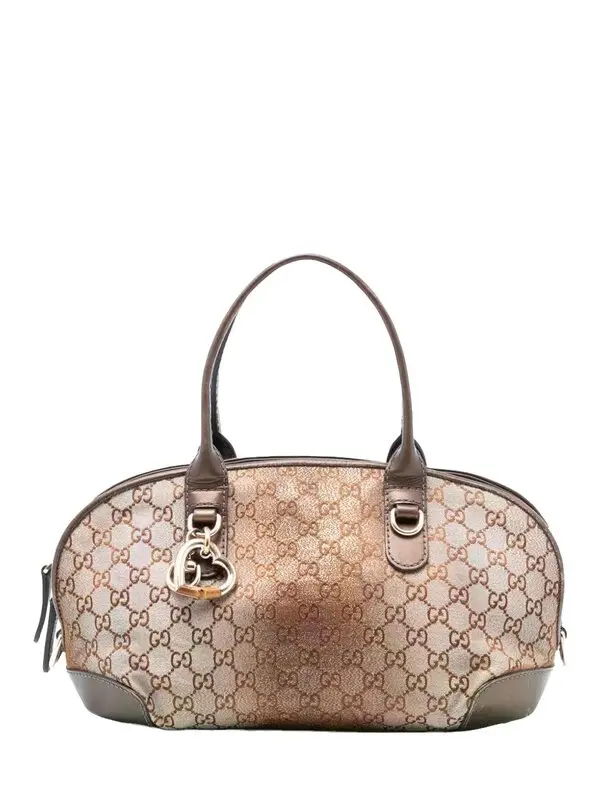 Gucci Gg Lurex Heart Bit Satchel - Brown