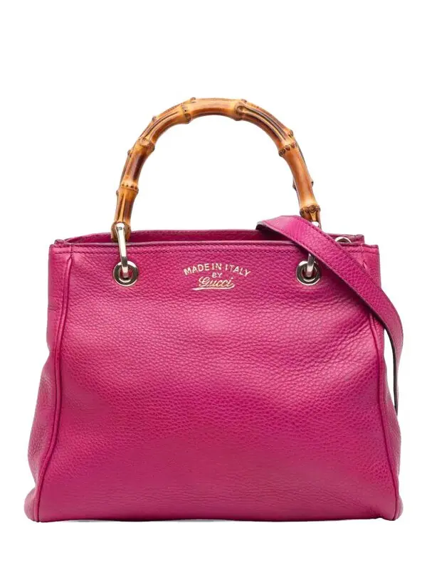 Gucci Small Calfskin Bamboo Shopper Satchel - Pink