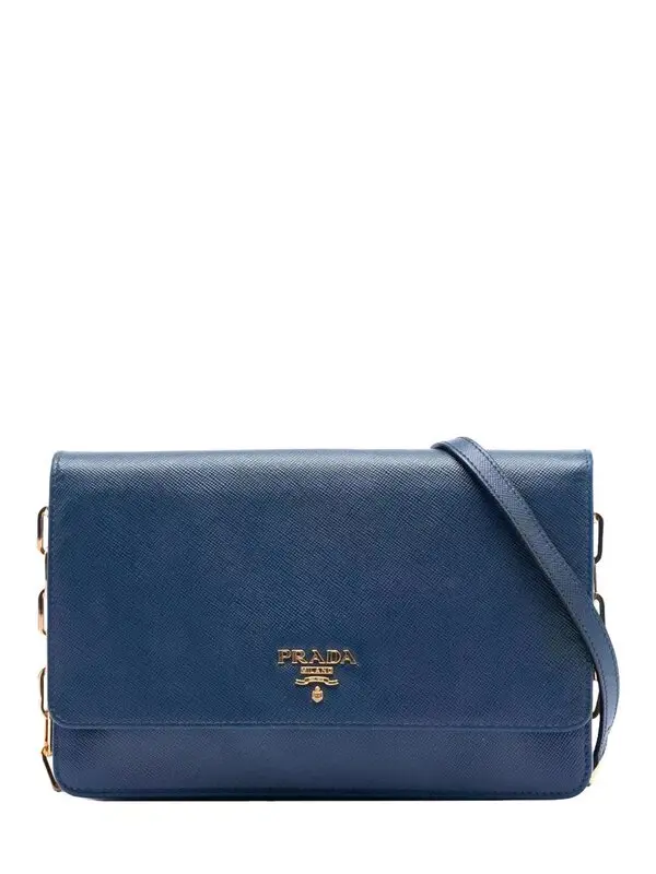 Prada Saffiano Leather Wallet On Chain - Blue