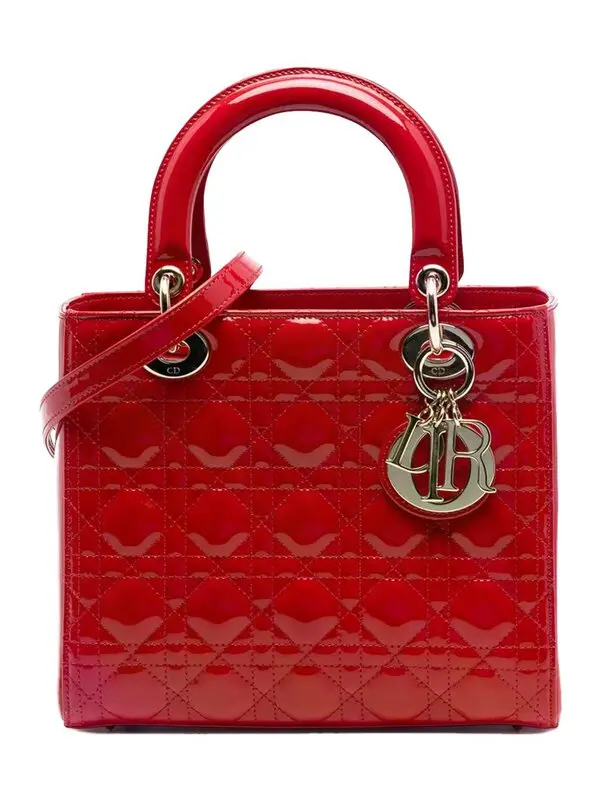 Dior 2015 Medium Cannage Lady Satchel - Red