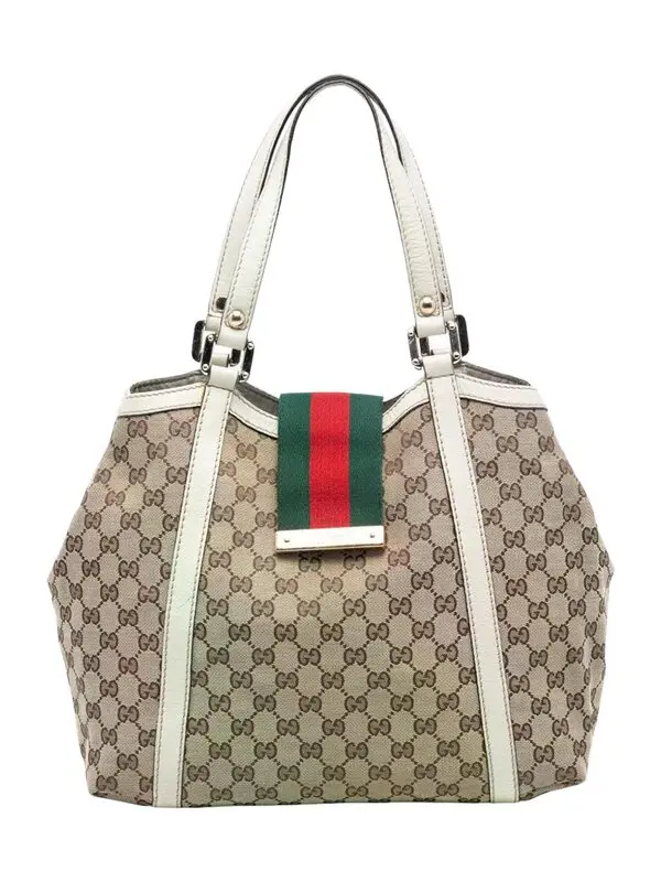 Gucci Gg Canvas Web Tote Bag - Brown