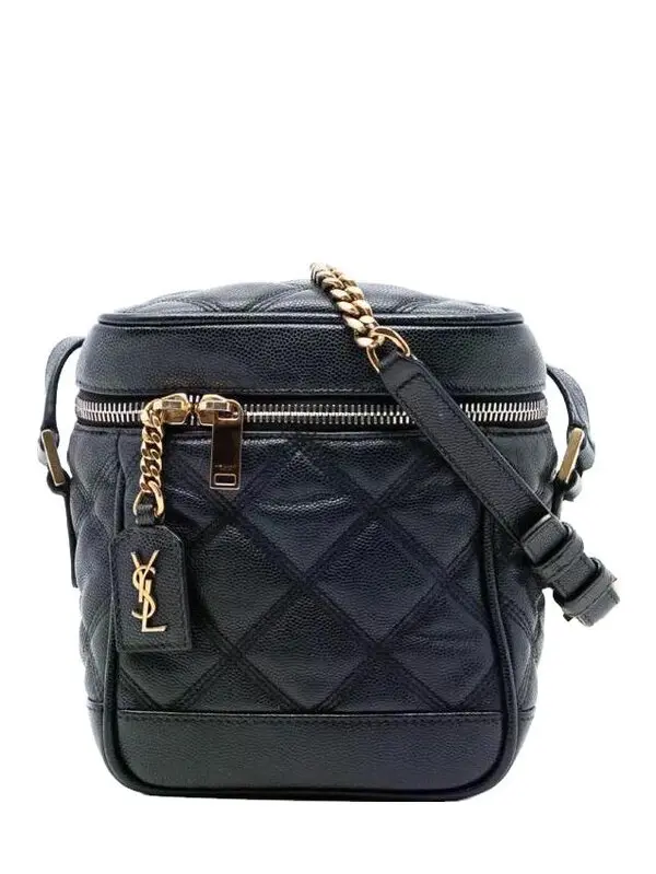 Saint Laurent 2020 Grain De Poudre Quilted 80s Vanity Bag - Black