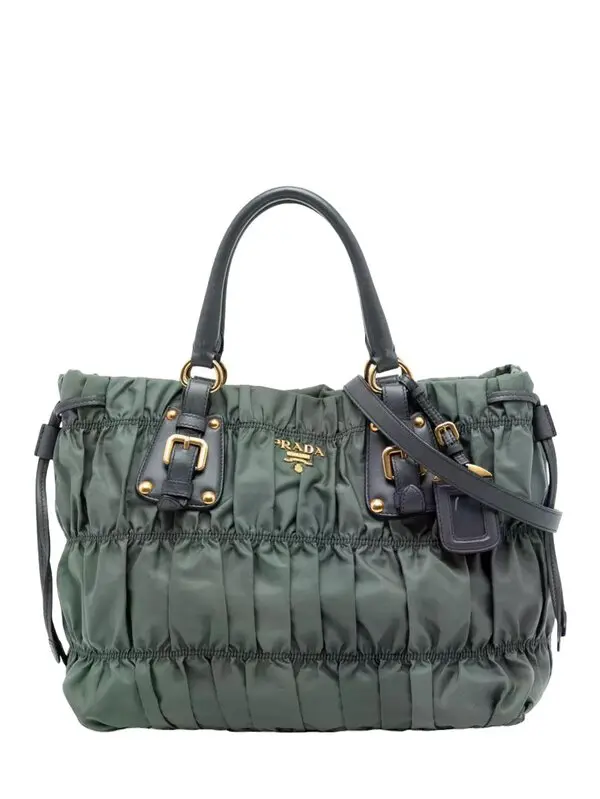 Prada Tessuto Gaufre Satchel - Green
