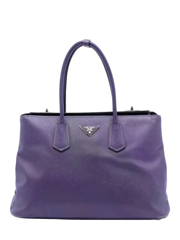 Prada Saffiano Cuir Turnlock Twin Satchel - Purple