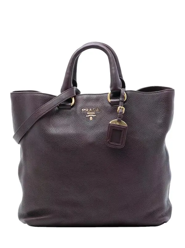 Prada Vitello Daino Open Convertible Tote Satchel - Purple
