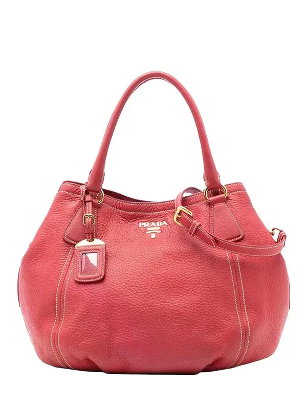 Prada Vitello Daino Open Convertible Tote Satchel - Red