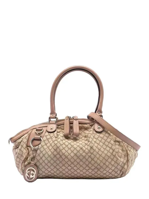 Gucci Diamante Canvas Sukey Satchel - Brown