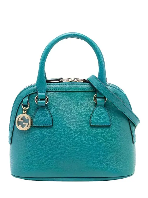 Gucci Mini Leather Gg Charm Dome Satchel - Blue